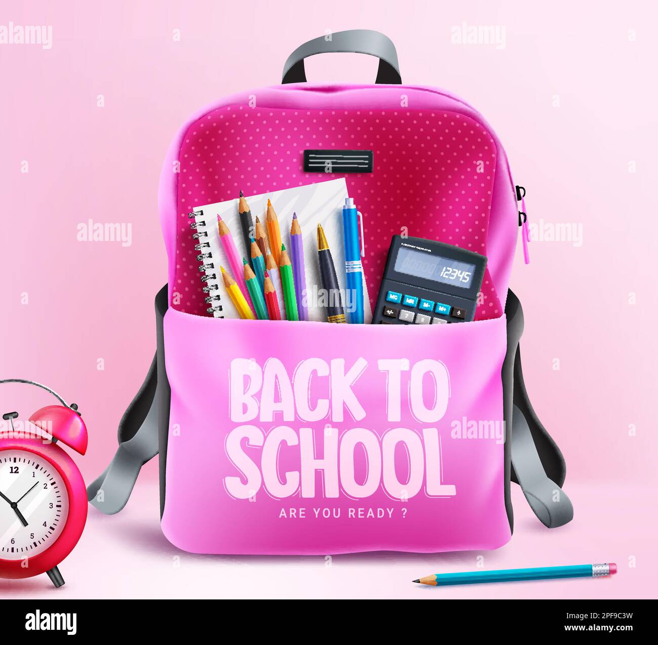 Back to school bag vector design. Back to school bag with supplies like ...