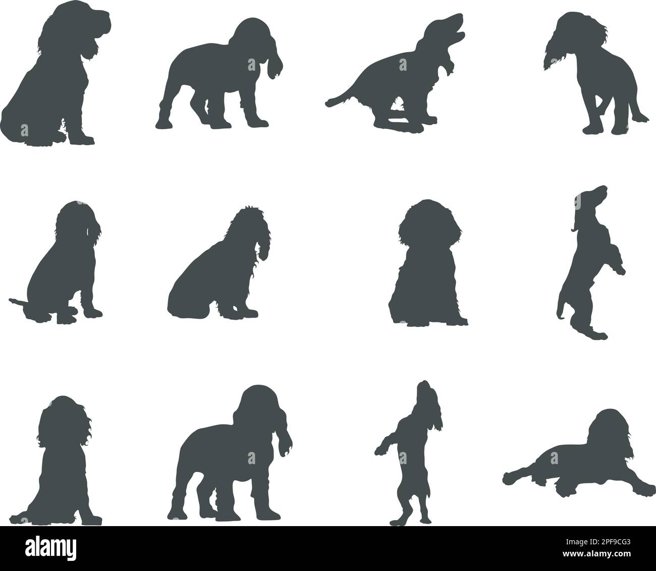 Cocker Spaniel dog silhouettes, Cocker spaniel silhouette, Cocker ...