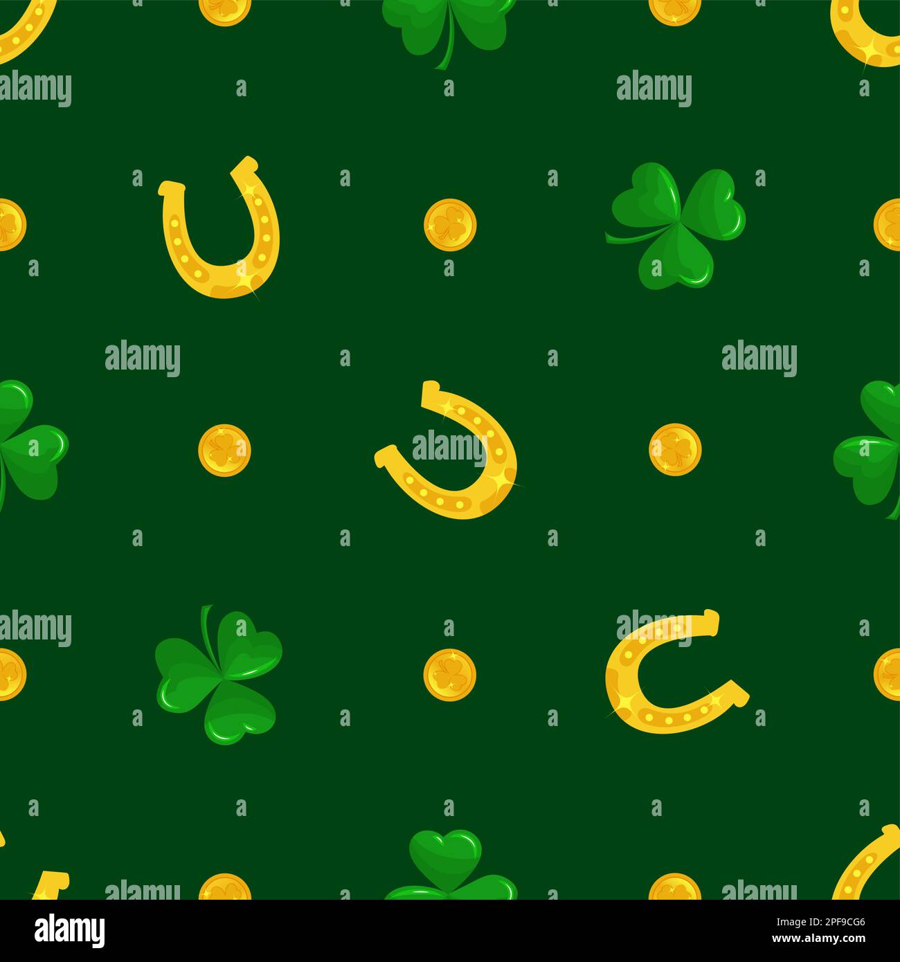 Saint Patrick's Day pattern with horseshoes. Colorful print for poster ...