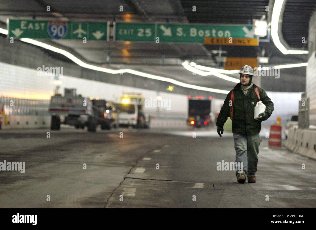 Construction worker Joe Faherty of Malden, Mass., walks through a newly ...
