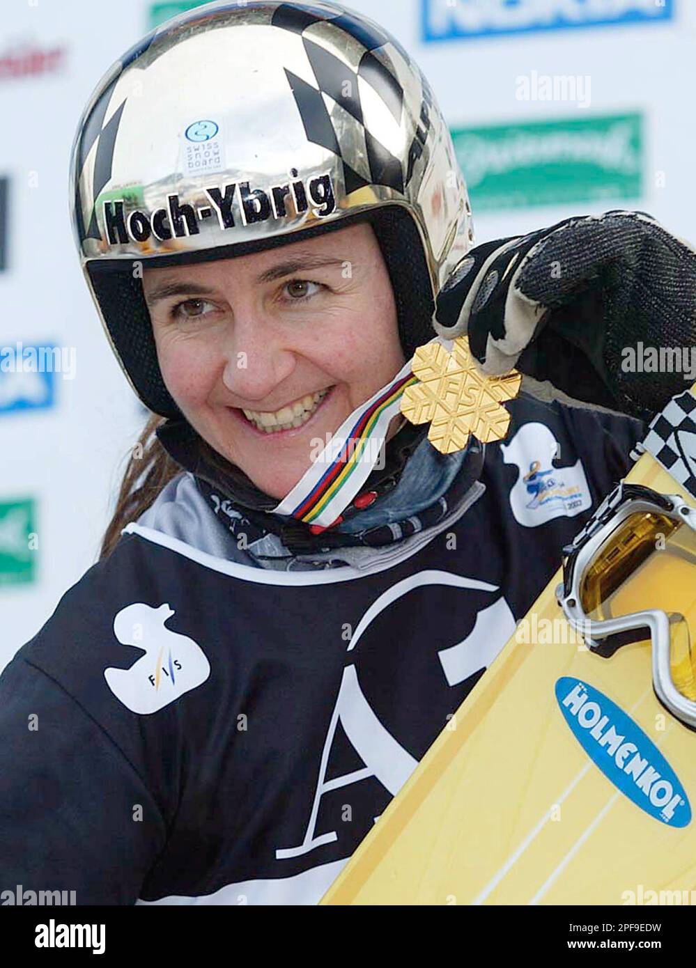 Ursula Bruhin of Switzerland, winner of the women's Snowboarding World ...