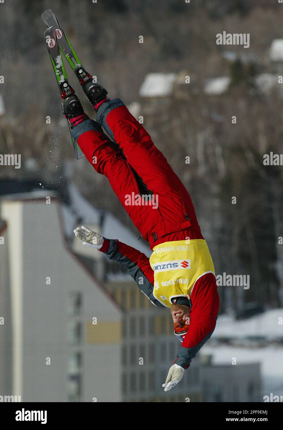 Canada's Jeff Bean, from Ottawa, performs his jump on his way to a gold ...