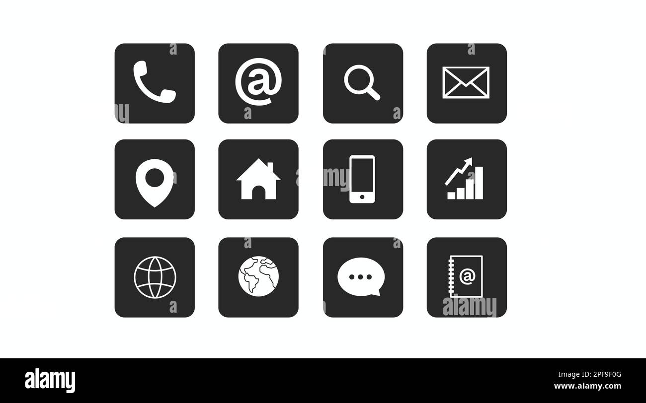 Contact Icon Set. Black and White Illustration of Differentt Contect ...