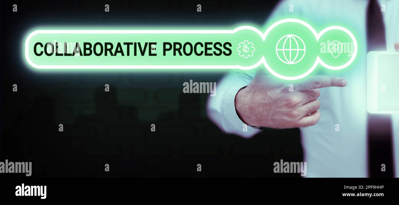 Inspiration showing sign Collaborative Process. Business concept people ...