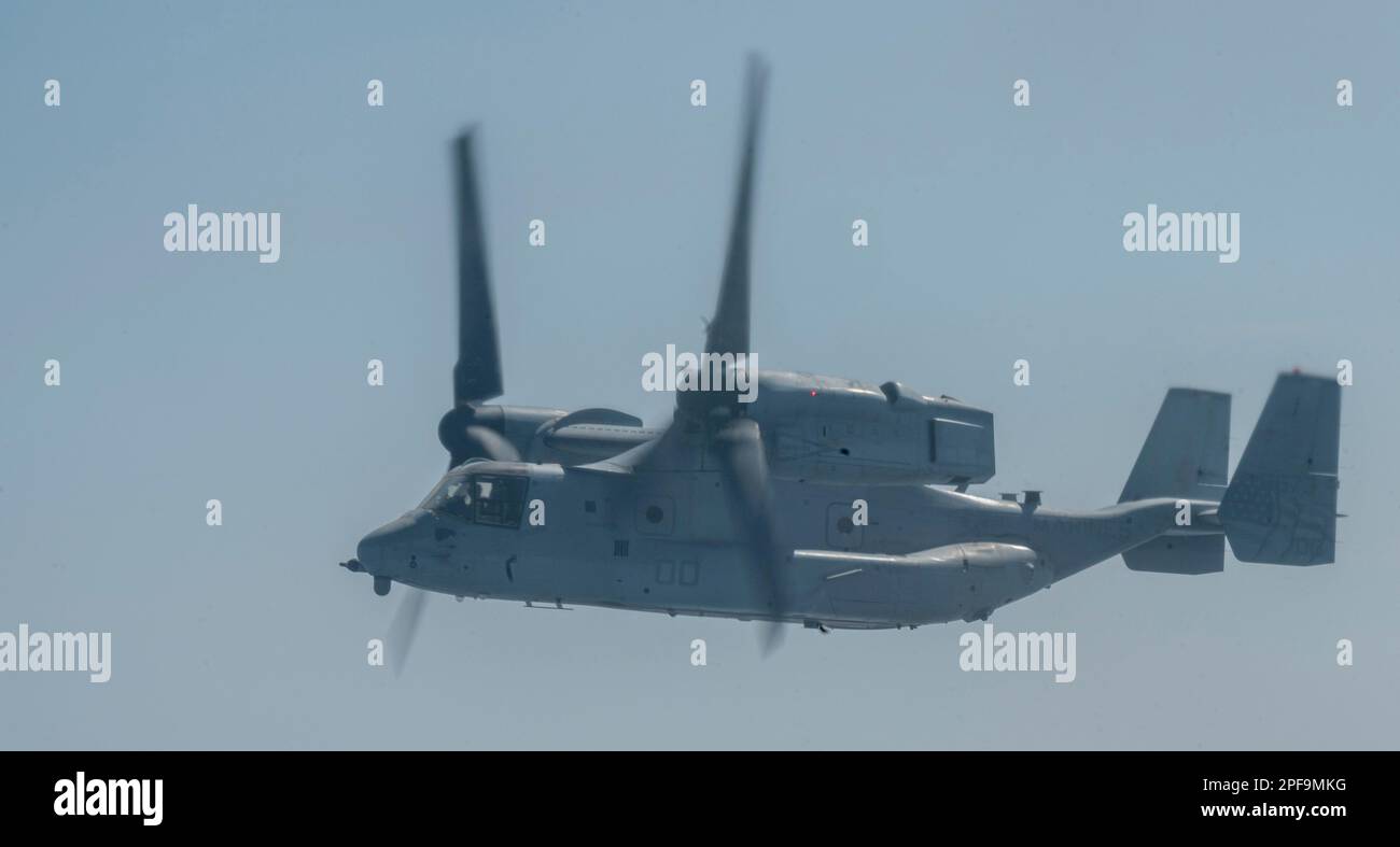 A U.S. Marine Corps MV-22B assigned to Marine Medium Tiltrotor Squadron ...