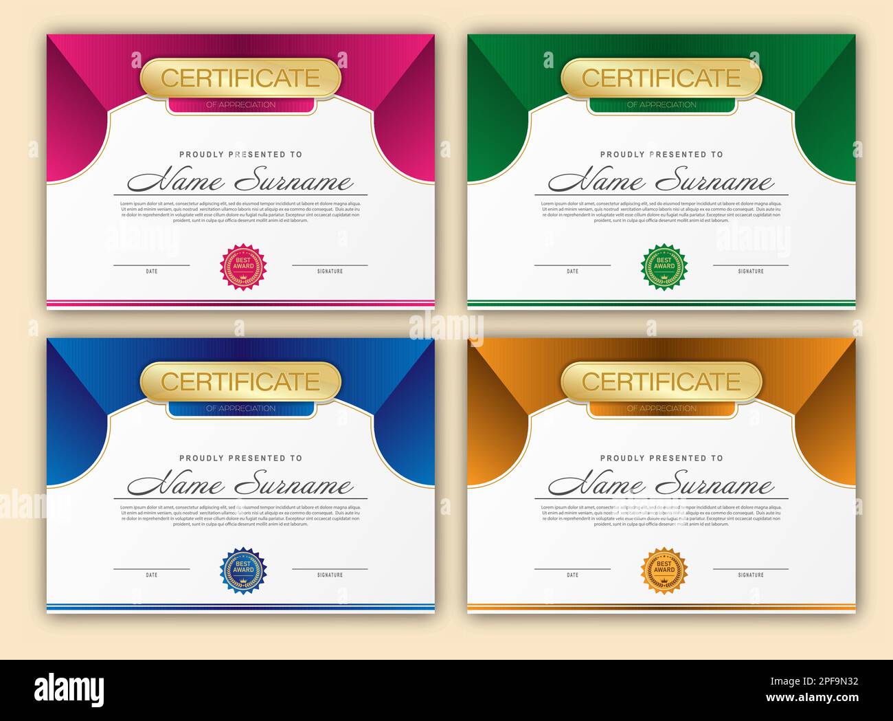Certificate. A set of mock-ups of the certificate of recognition of ...