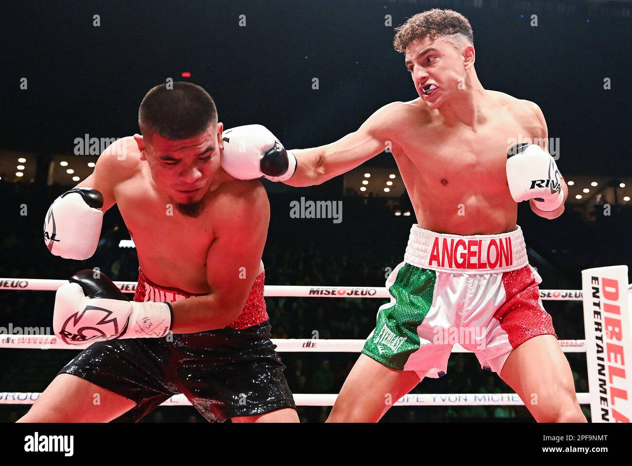 Laval, Canada. 16th Mar, 2023. Yoel Angeloni of Italy, right, lands a ...
