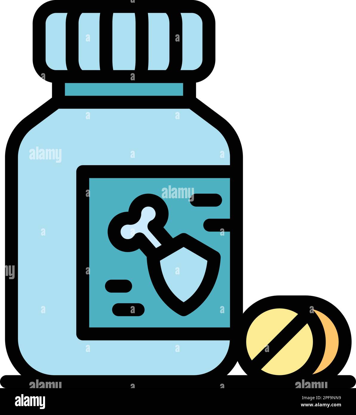 Calcium capsule jar icon. Outline Calcium capsule jar vector icon for ...