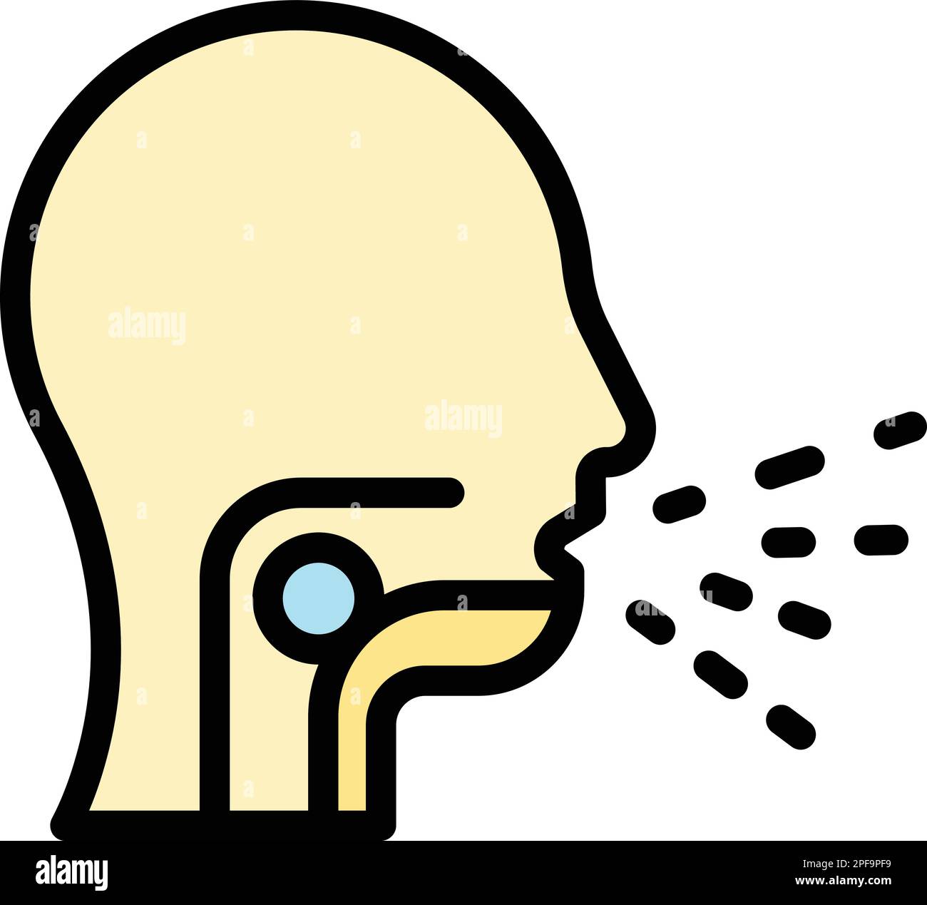 Cough Icon Outline Cough Vector Icon For Web Design Isolated On White Background Color Flat