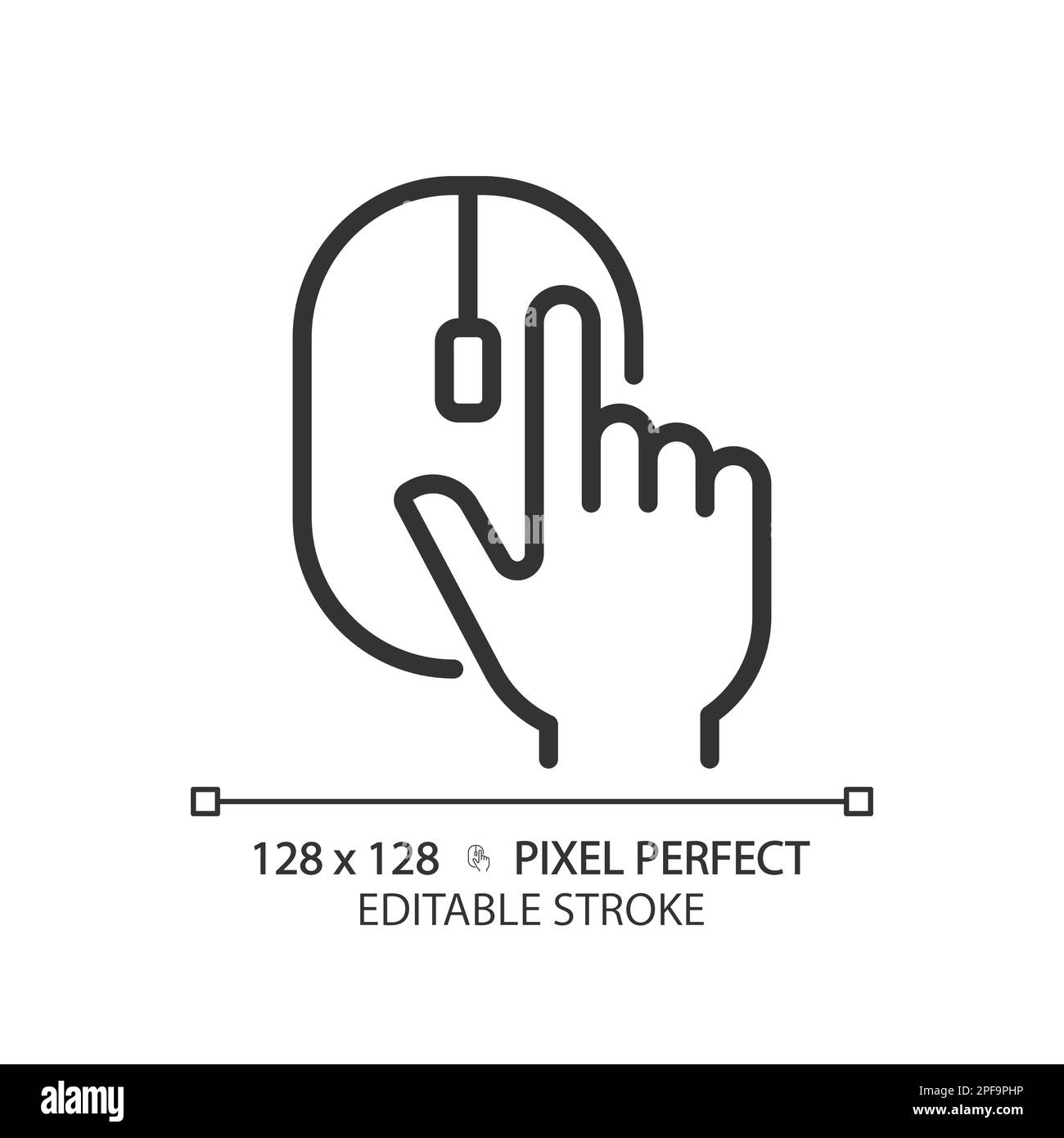 Hand with computer mouse pixel perfect linear icon Stock Vector Image ...