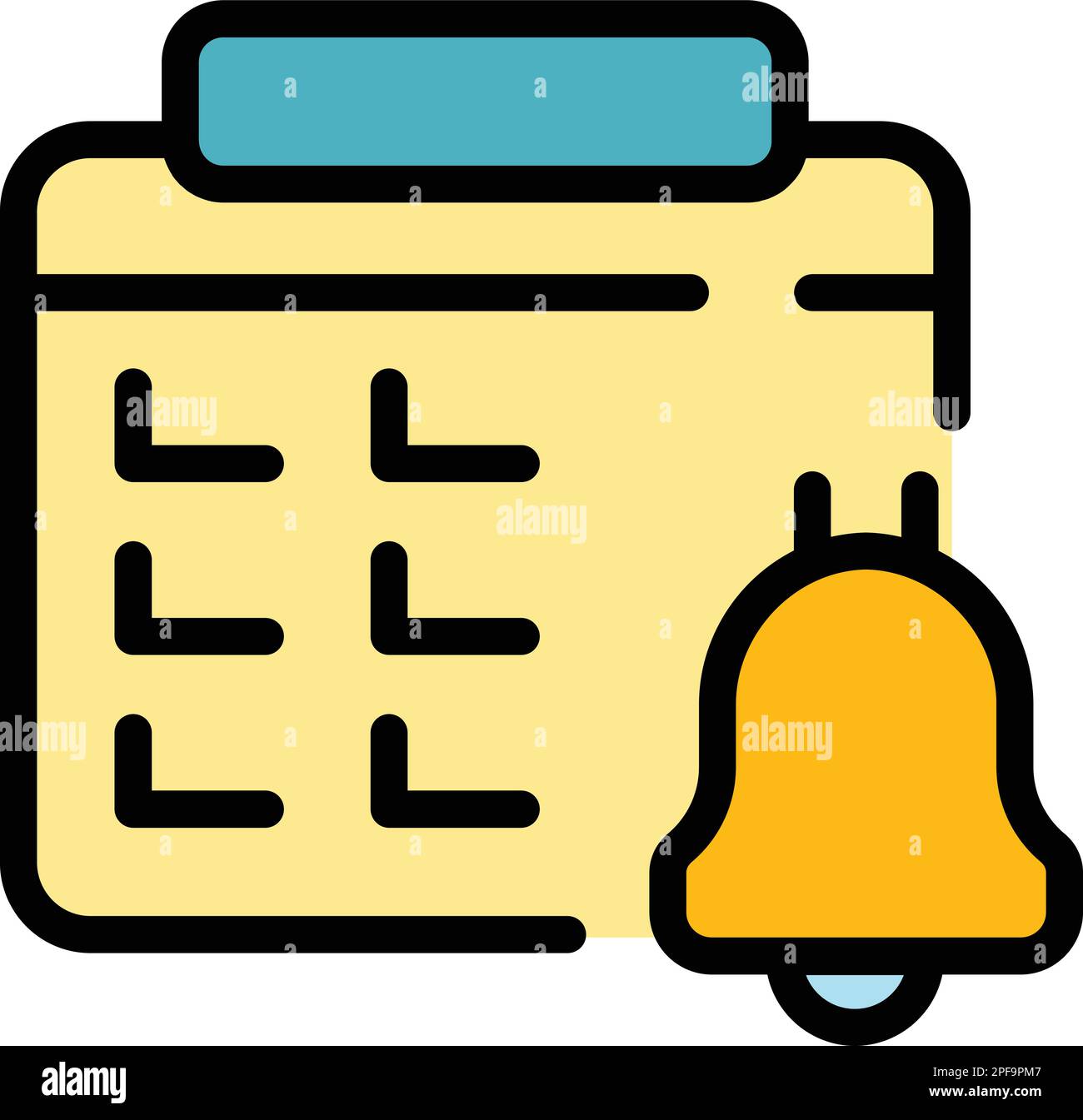 Task schedule bell calendar icon. Outline Task schedule bell calendar ...