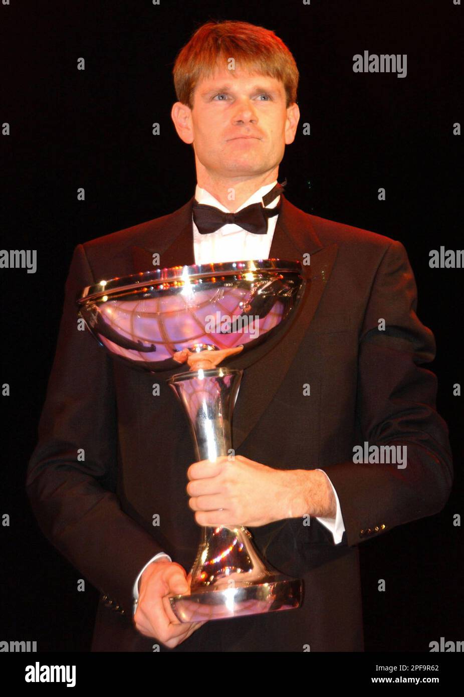 Marcus Gronholm, world rally champion, poses with his trophy at the ...