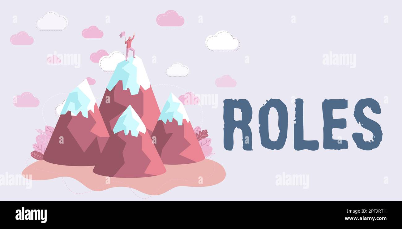 Writing displaying text Roles. Business showcase part played by person ...