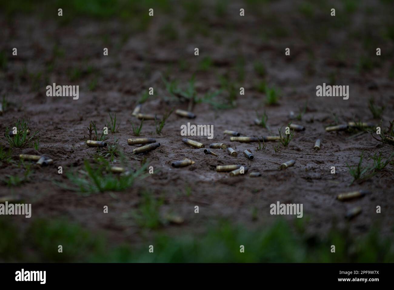 Shells of 5.56 rounds are below the firing line from U.S. Marine Corps ...