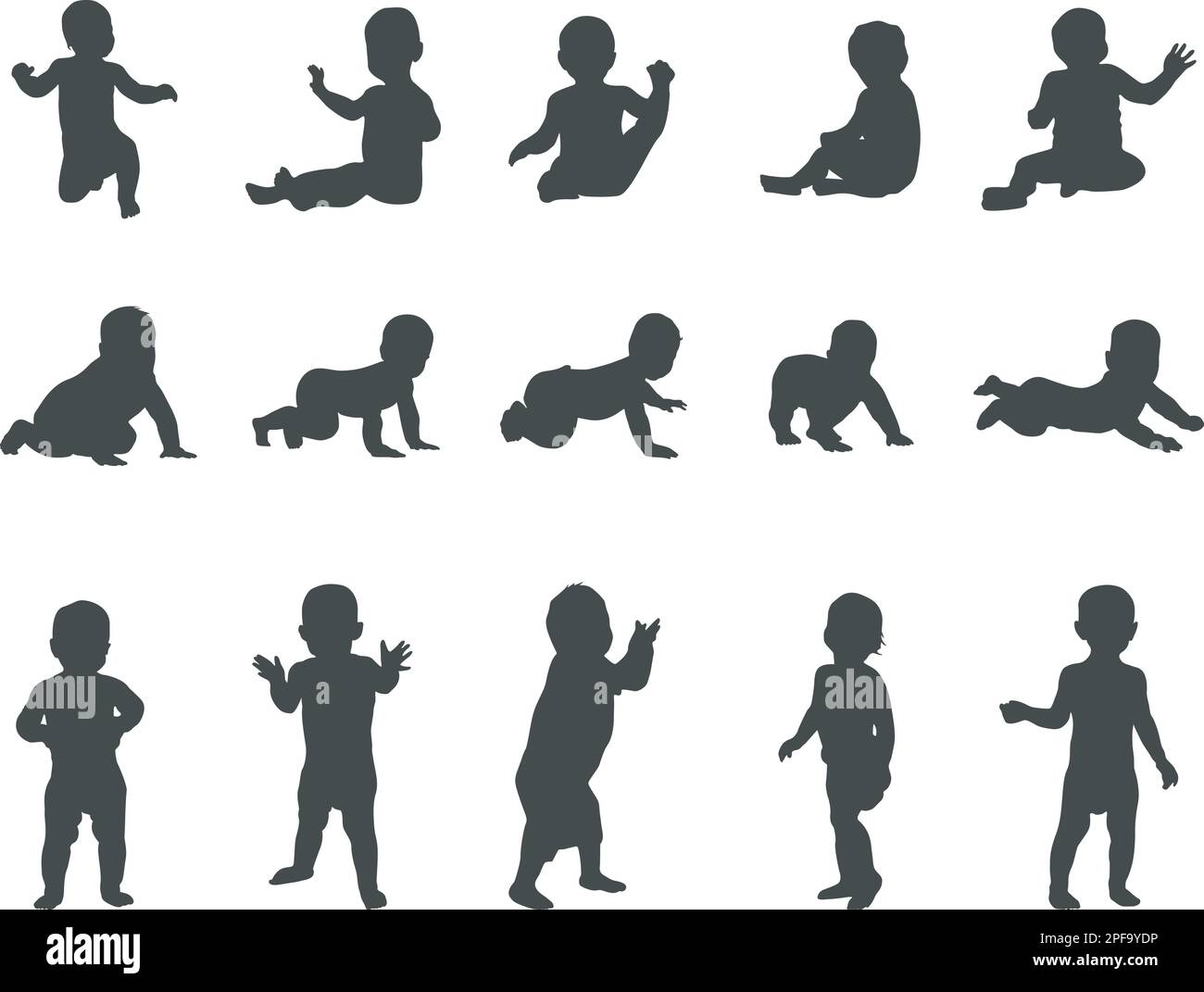 Baby collection silhouette,Baby activity silhouette Stock Vector Image ...