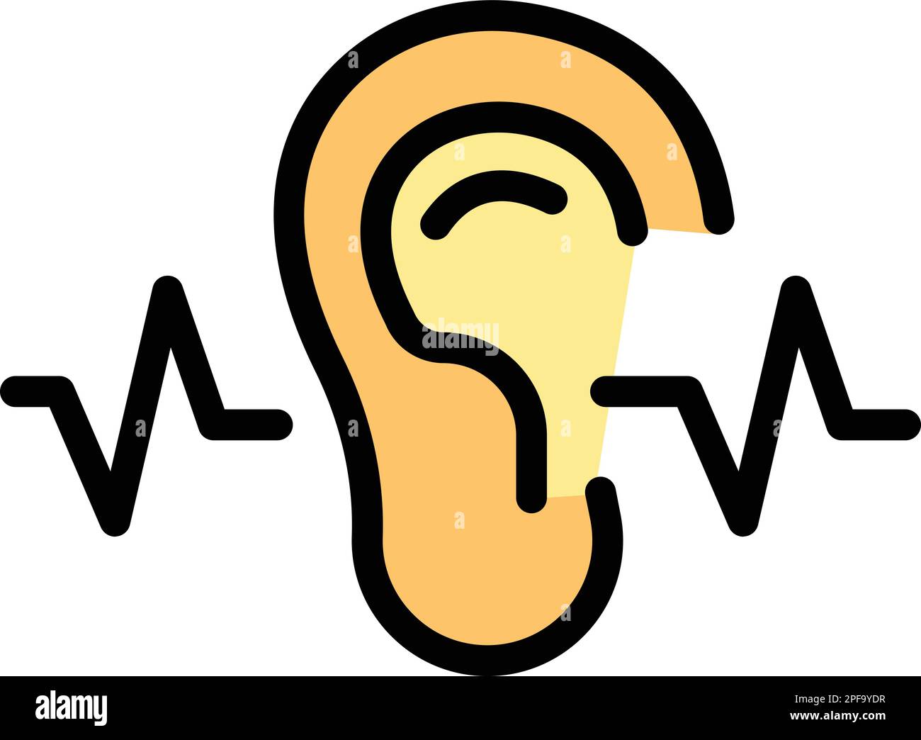 Sound wave ear icon. Outline Sound wave ear vector icon for web design ...