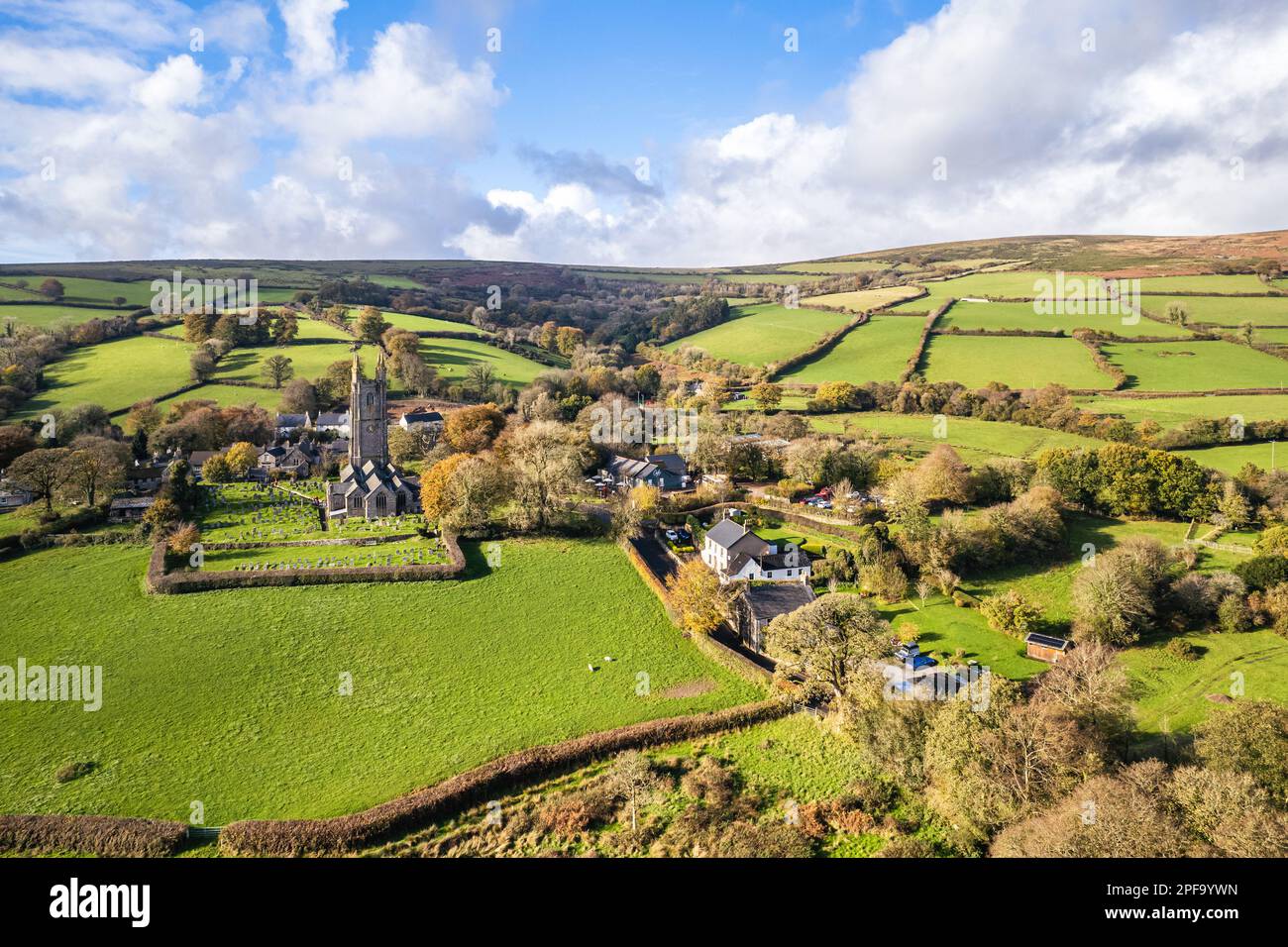 St Pancras Church in Widecombe in the Moor, Haytor Rocks, Dartmoor ...