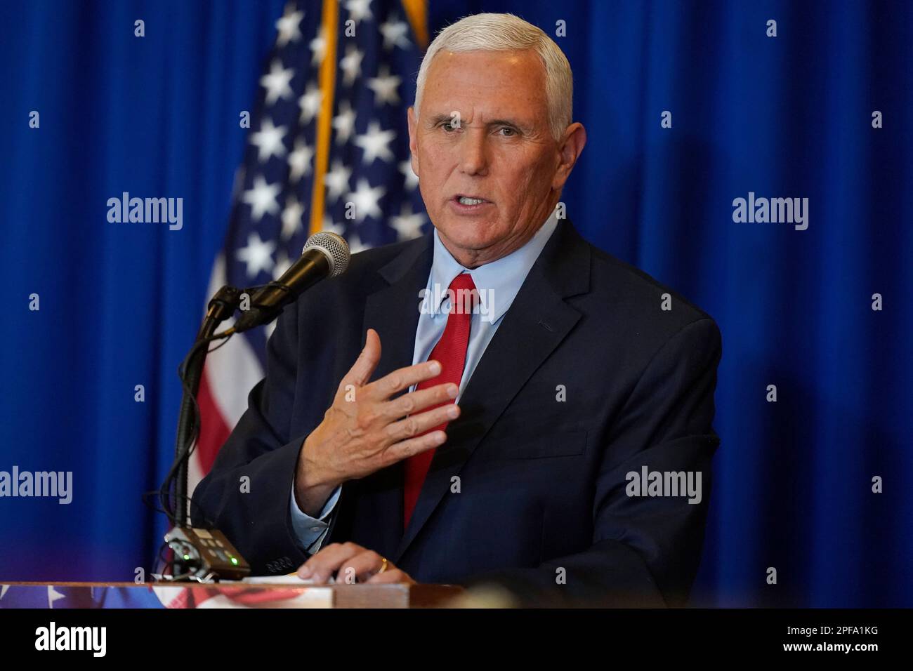Former Vice President Mike Pence addresses an audience during a GOP fundraising dinner, Thursday ...