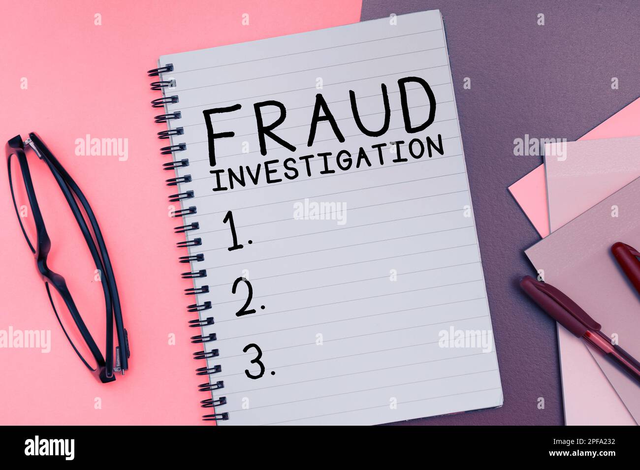 Hand writing sign Fraud Investigation. Word Written on process of ...