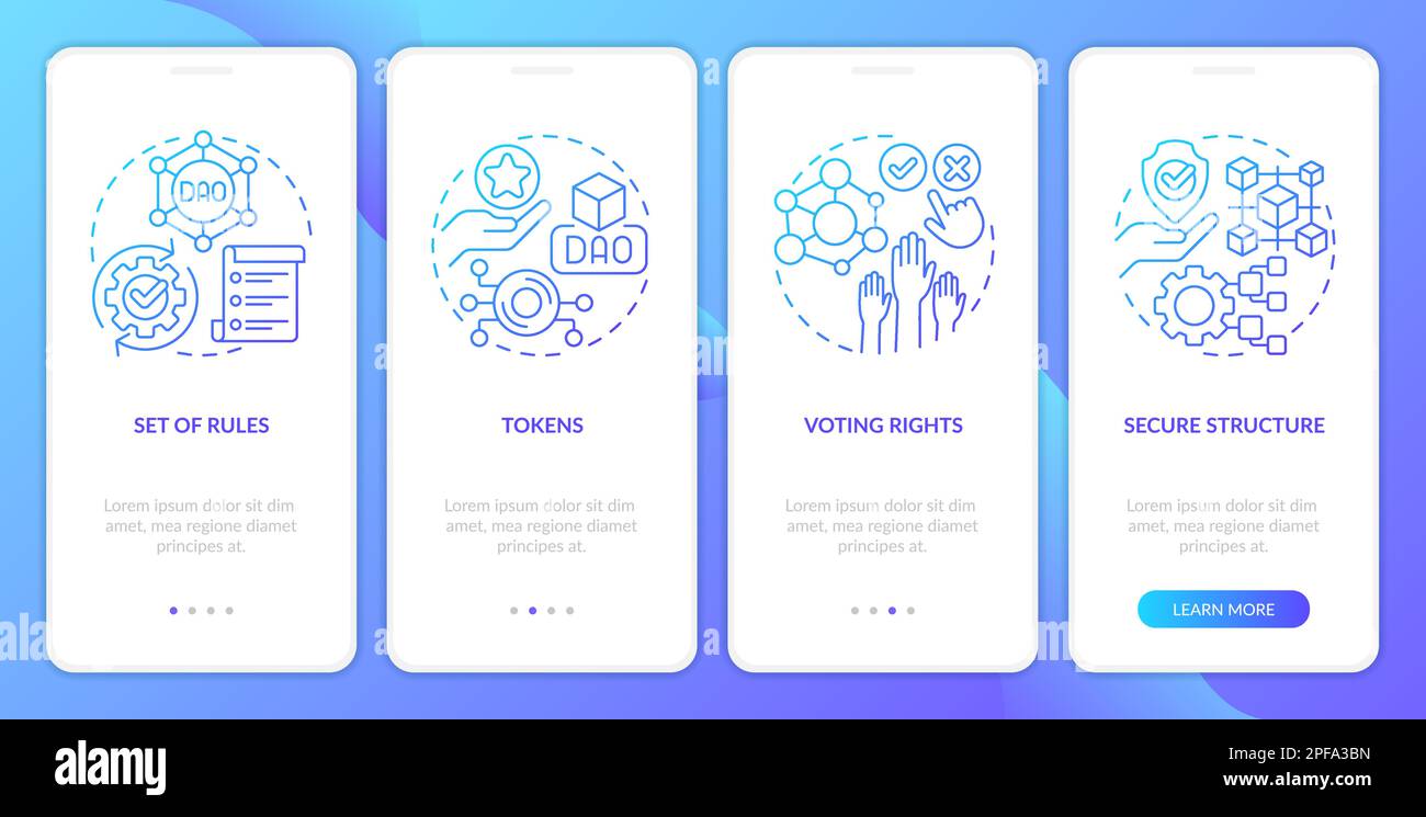 DAO elements blue gradient onboarding mobile app screen Stock Vector ... DAO elements blue gradient onboarding mobile app screen Stock Vector ...