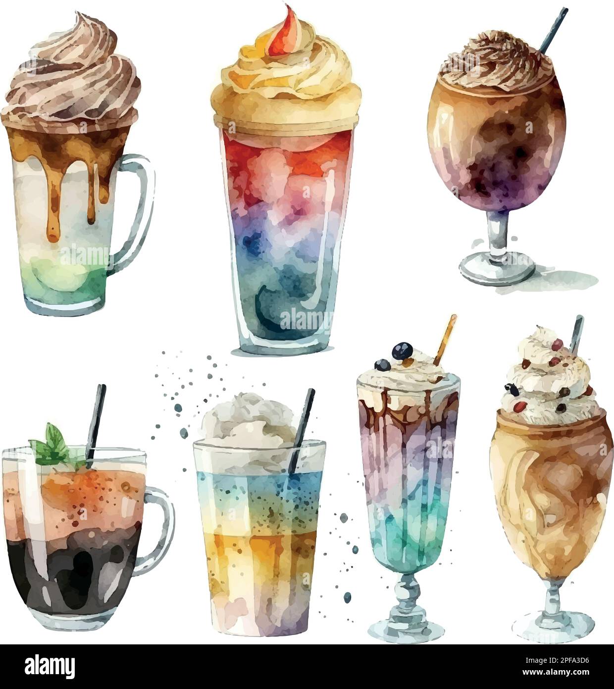 Hand drawn coffee watercolor illustration Stock Vector Image & Art - Alamy