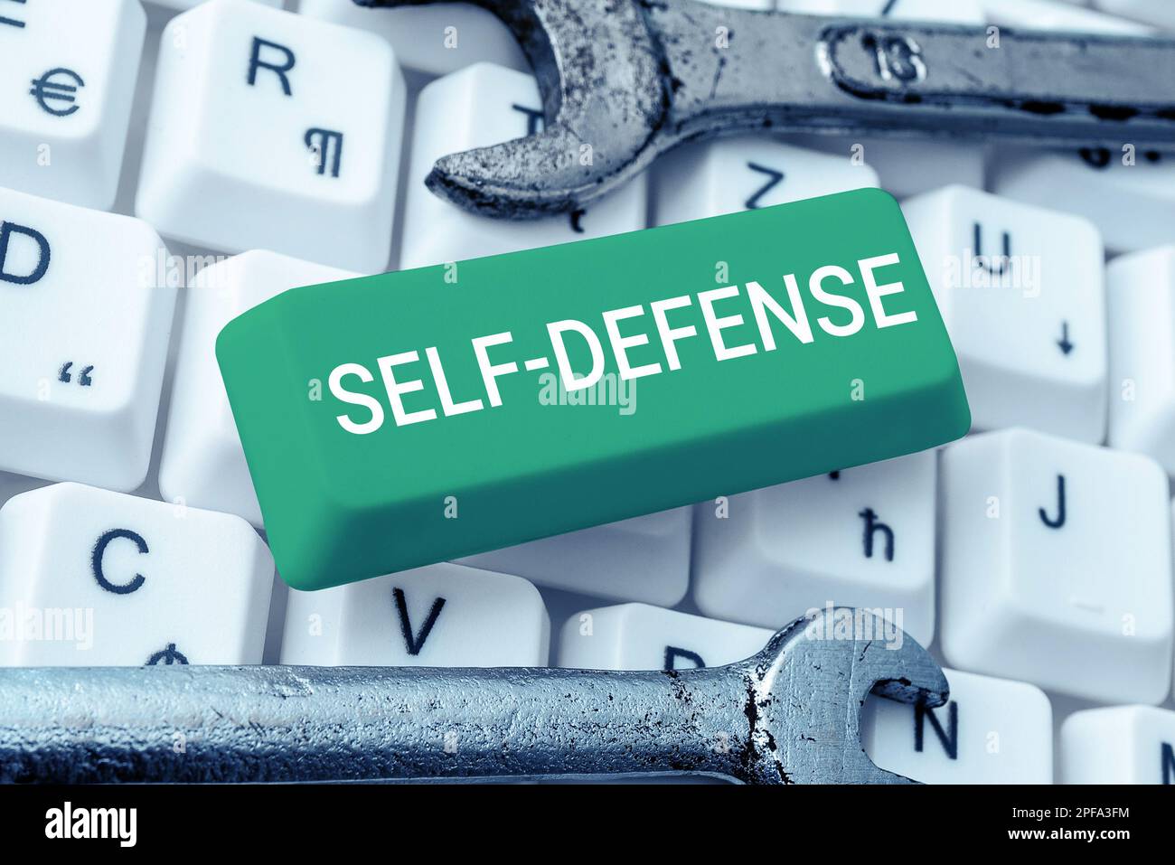 Text caption presenting Self Defense. Word for the act of defending one ...