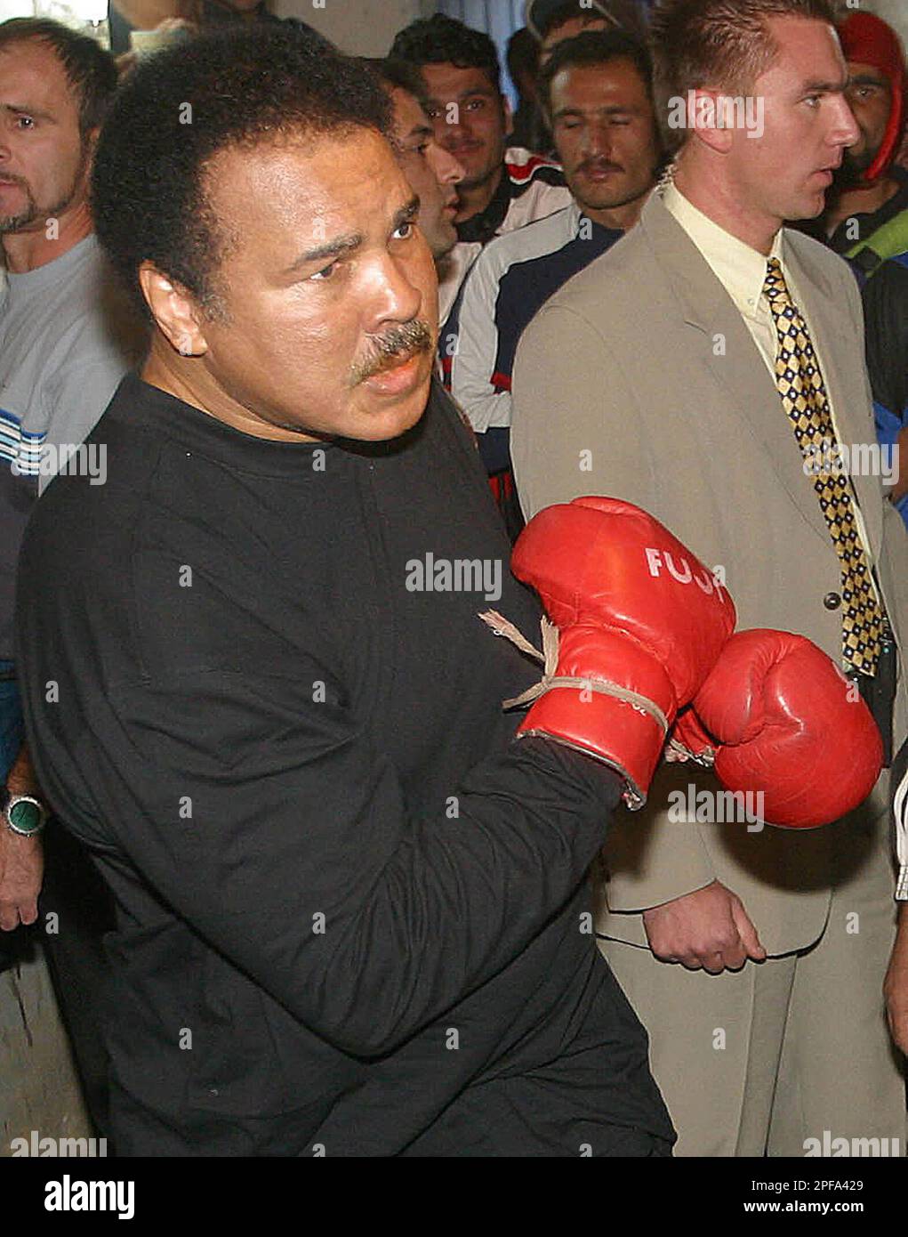 American boxing legend Muhammad Ali shows his skill in a sparring with ...