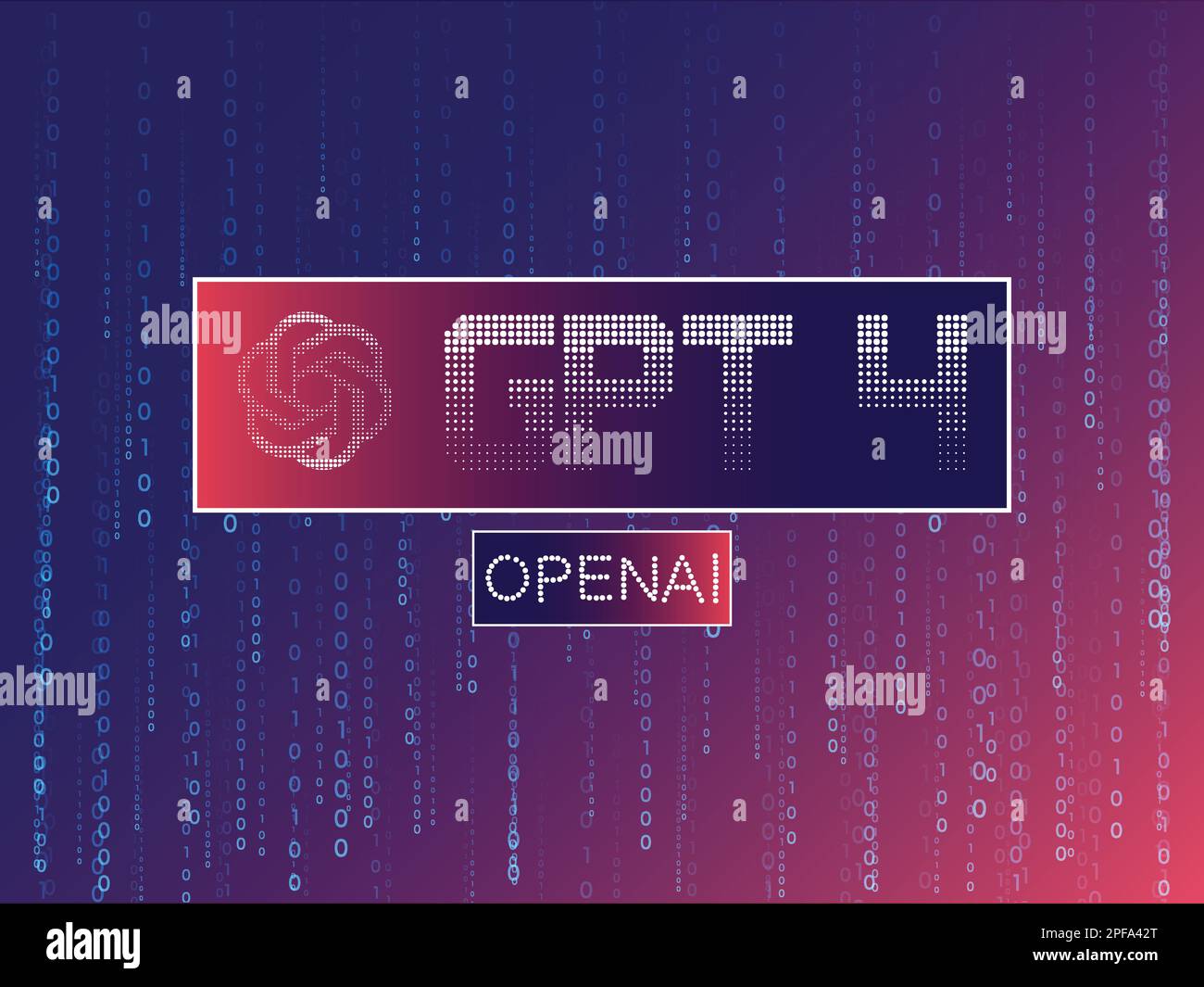 Gpt4 Vector Illustration With Dotted Text On Falling Matrix Code