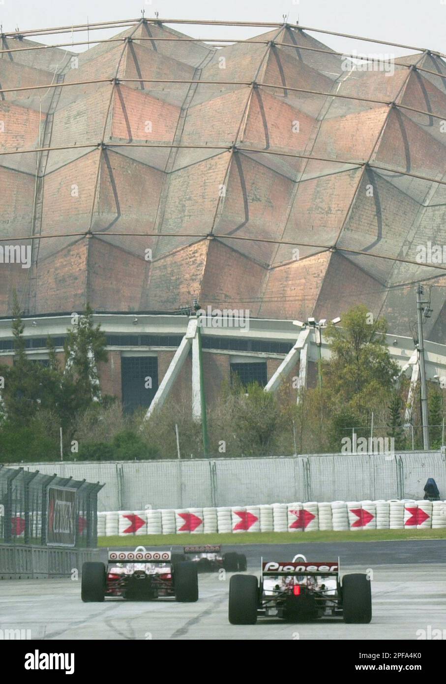 The Palacio de los Deporters copper roof is seen in the background as ...
