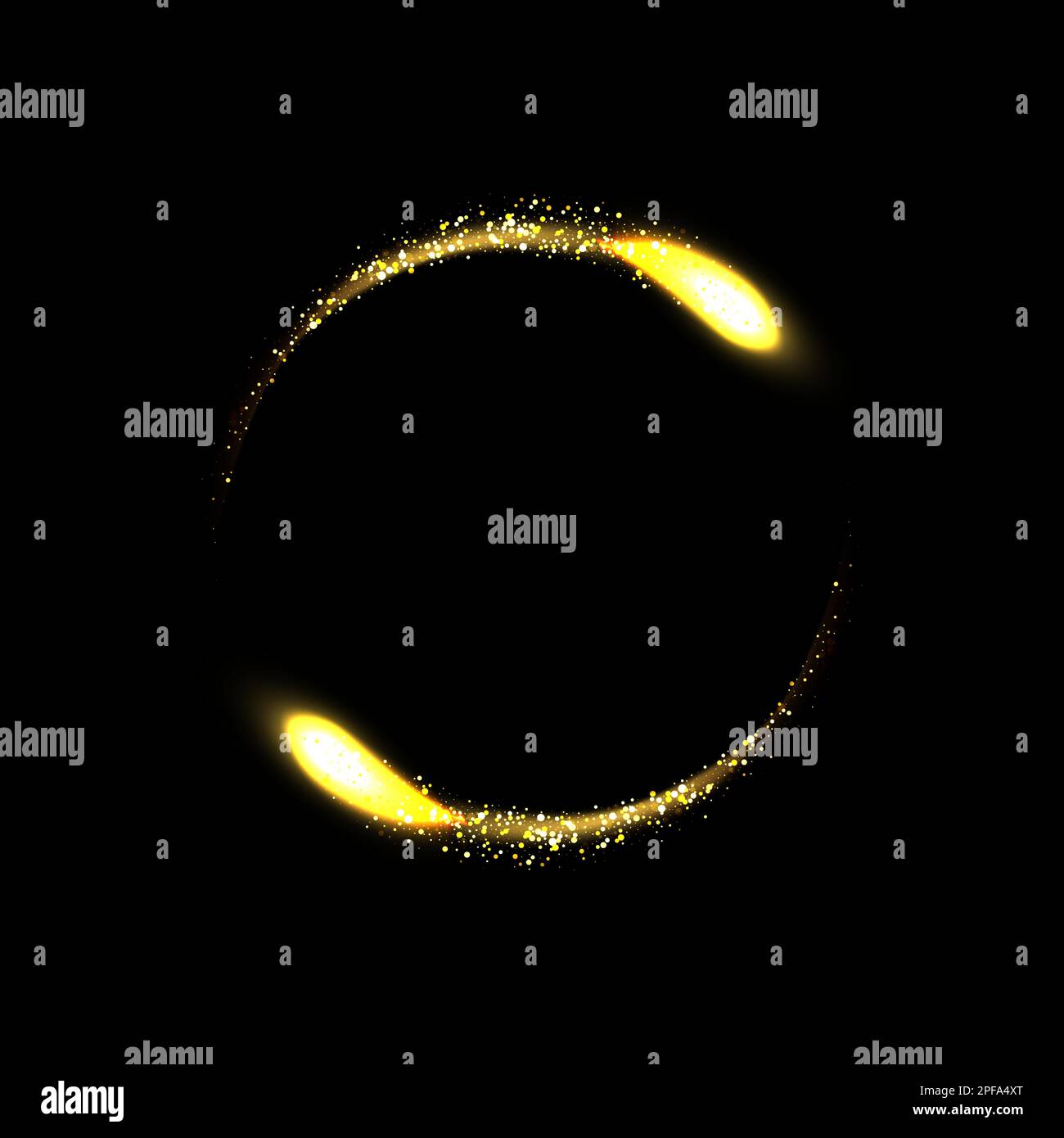 Golden light circle with sparkles, glow effect. Realistic golden shiny ...