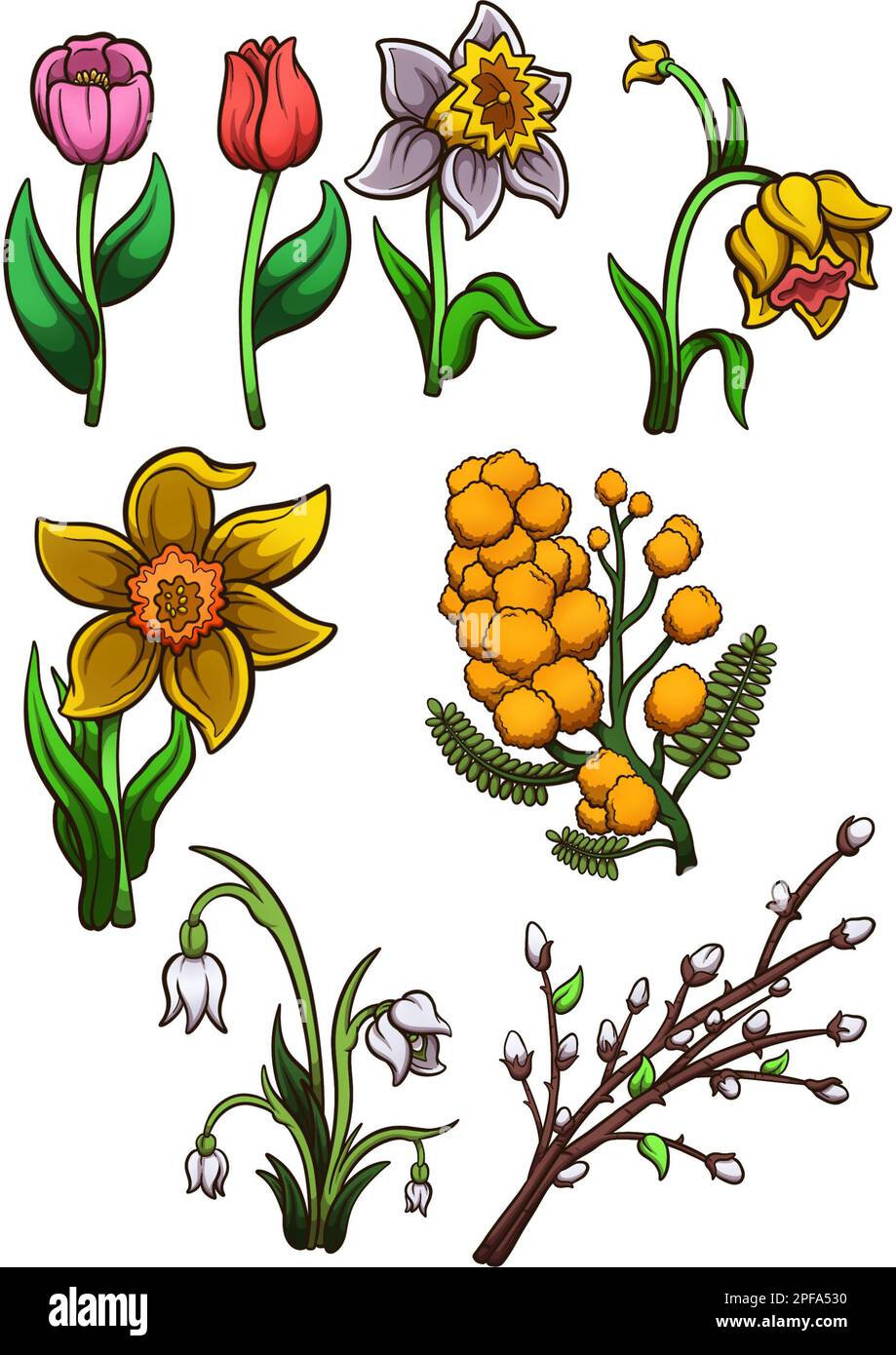 Spring Flowers. Clip art illustration with simple gradients Stock Photo ...