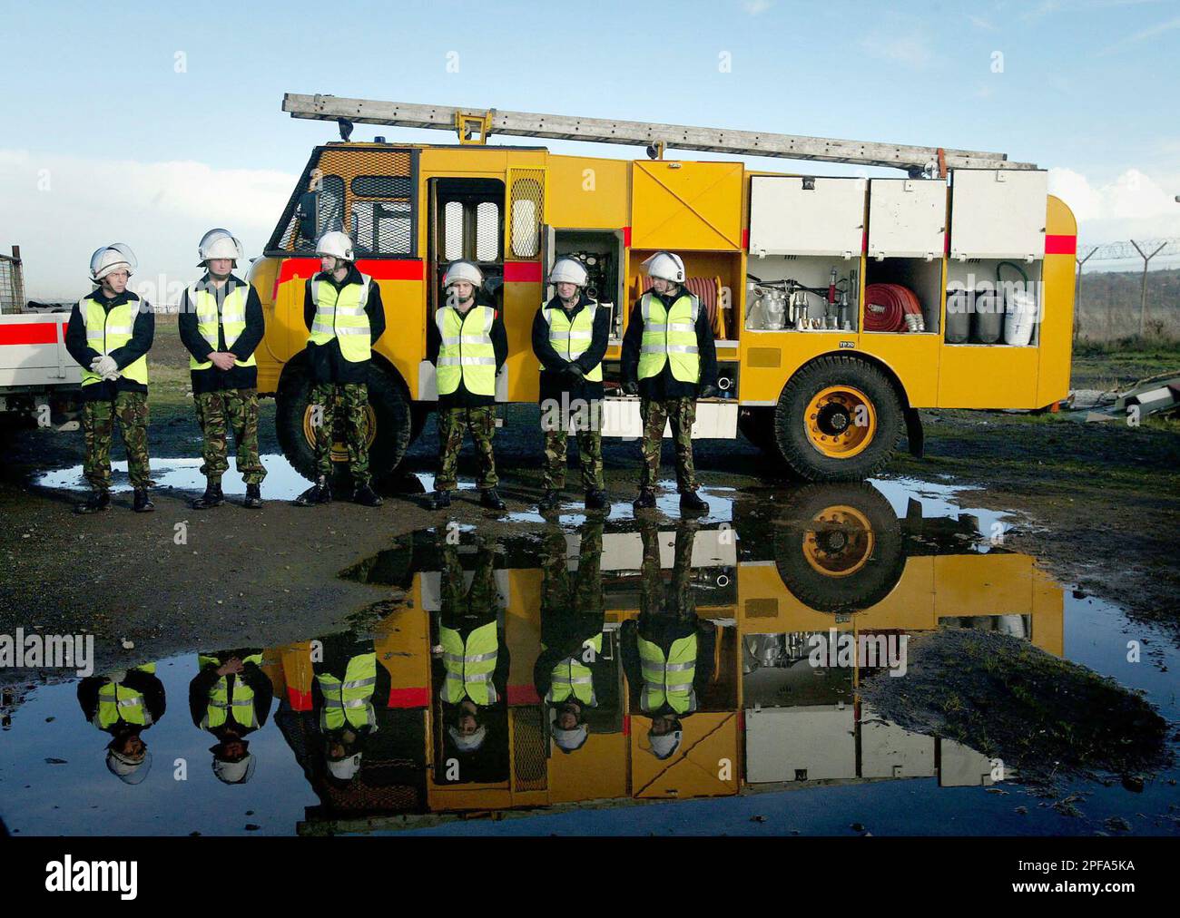 The British Army put on display one of their fire engines during a ...