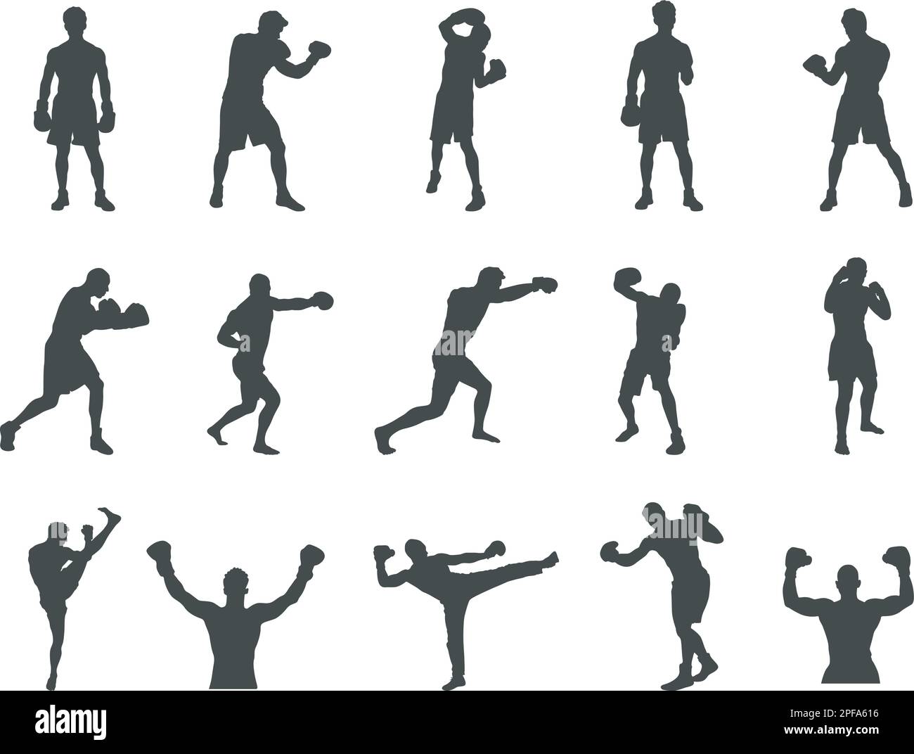 Boxing silhouettes, Boxing silhouette set, Boxers silhouettes, Boxing ...