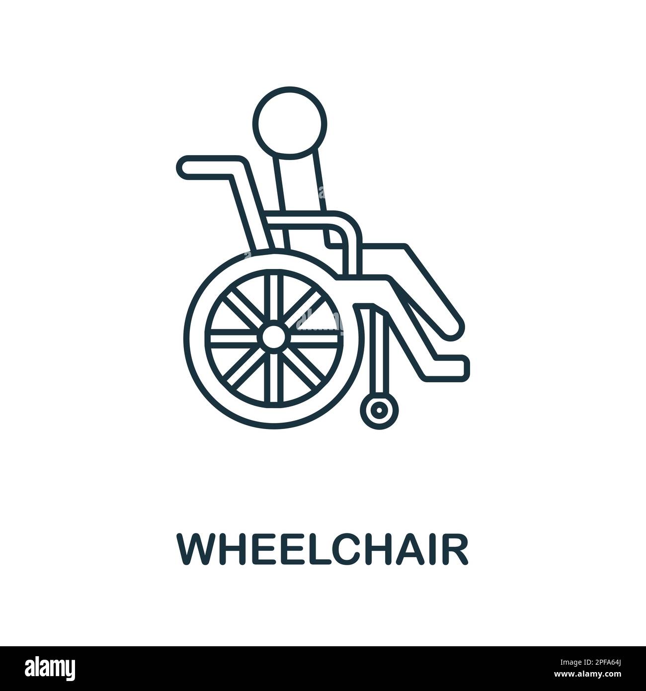 Wheelchair line icon. Simple element from healthcare collection ... Wheelchair line icon. Simple element from healthcare collection ...