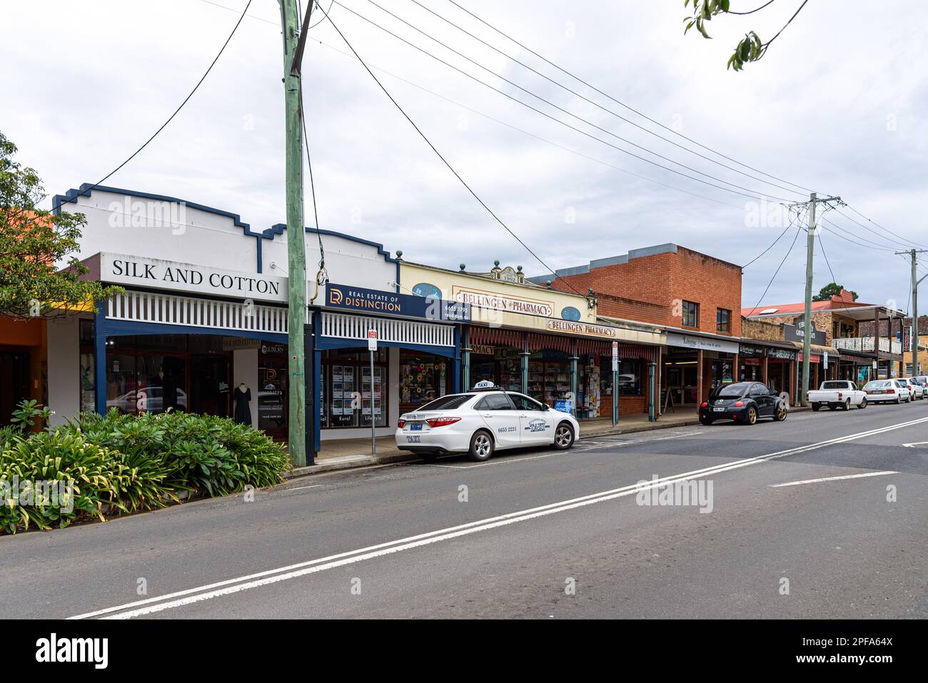 Shops along the main street of Bellingen, New South Wales Stock Photo ...