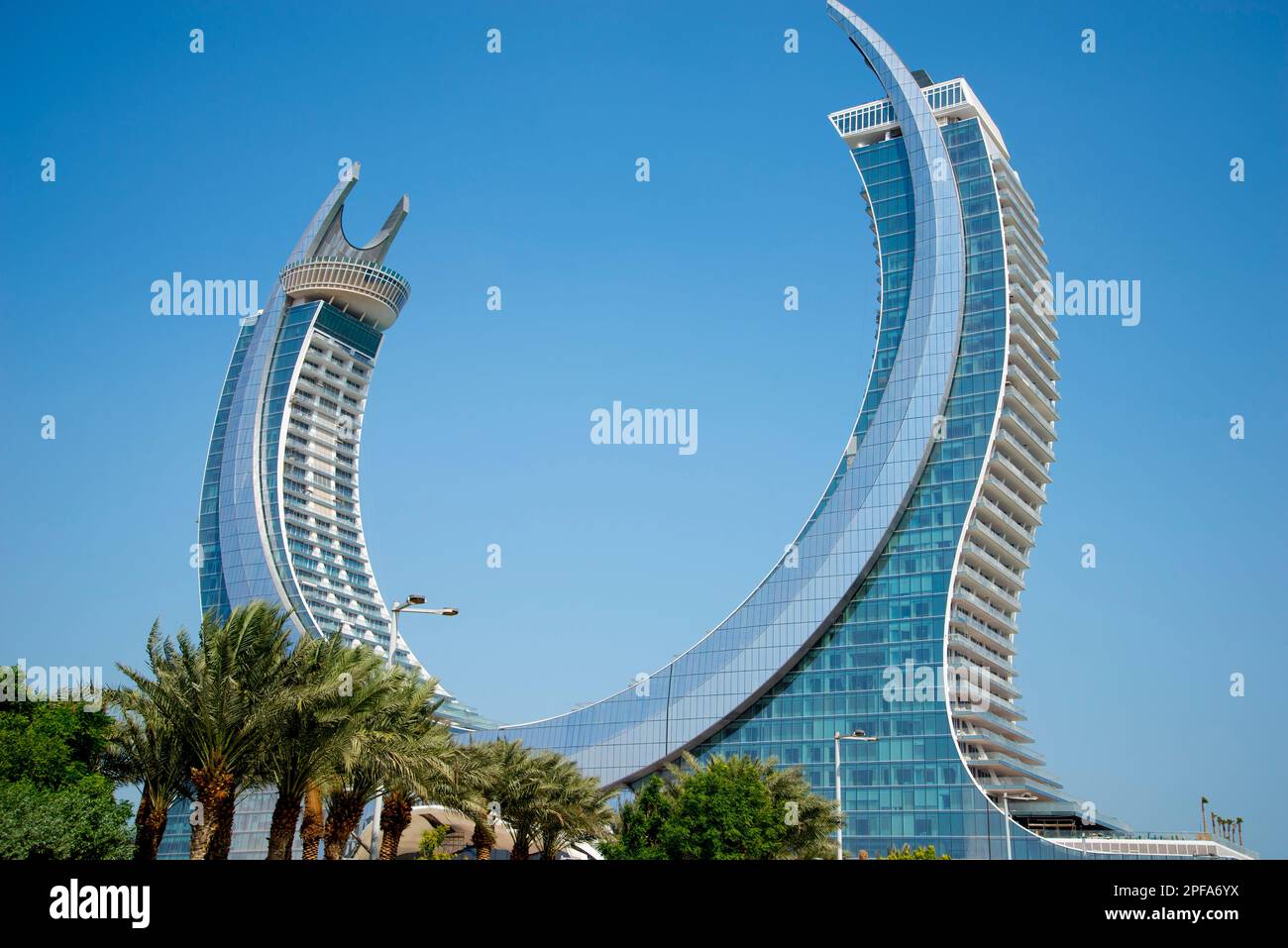 Katara Twin Tower in Lusail Marina District Stock Photo - Alamy