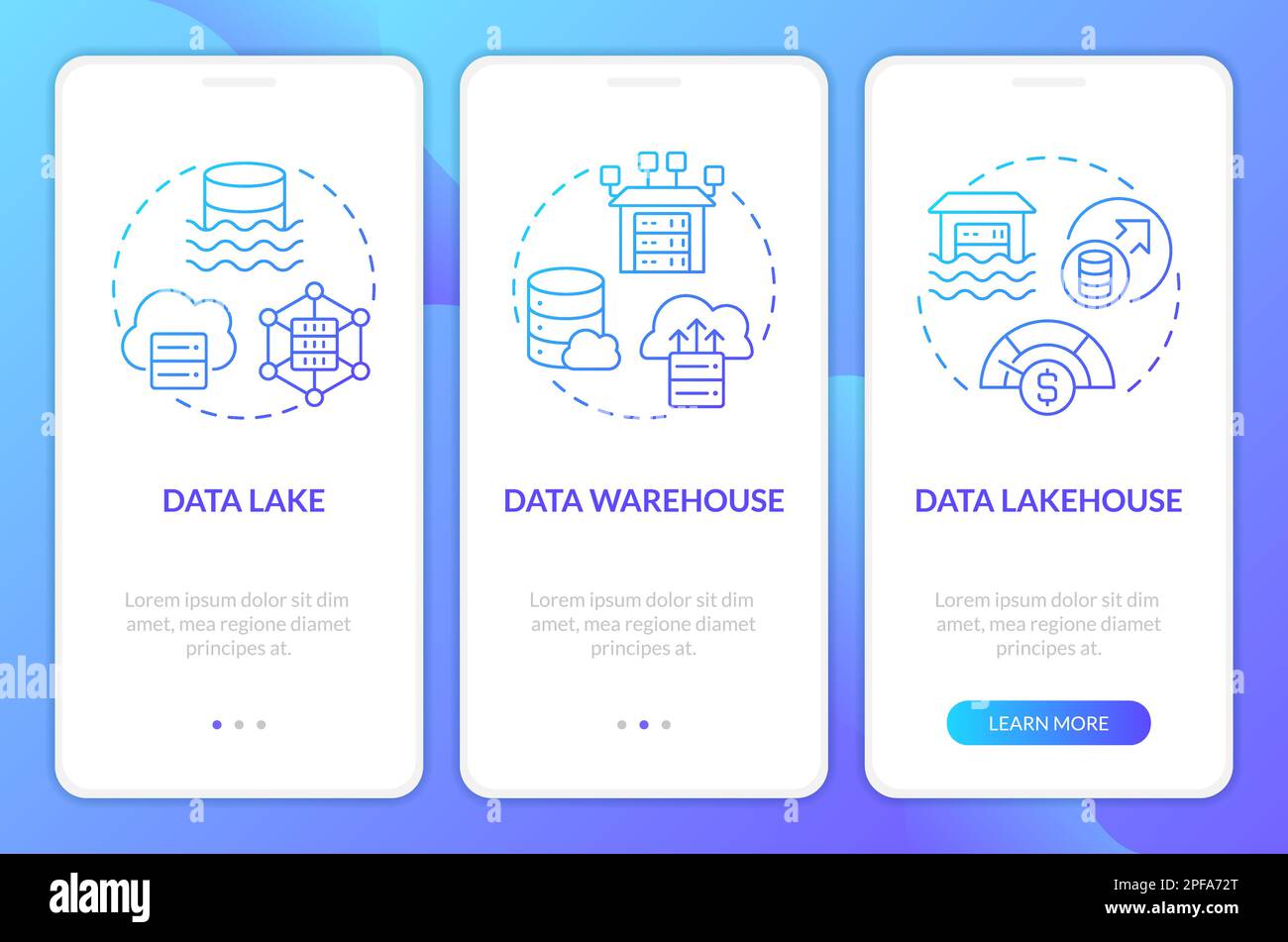 Data repositories blue gradient mobile app screen Stock Vector Image ...