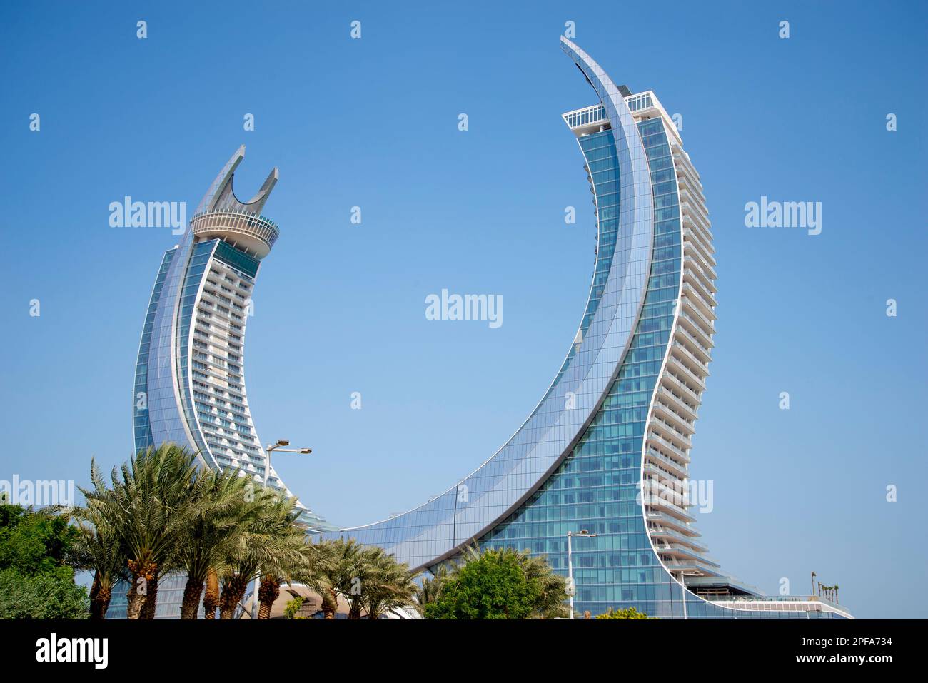 Katara Twin Tower in Lusail Marina District Stock Photo - Alamy