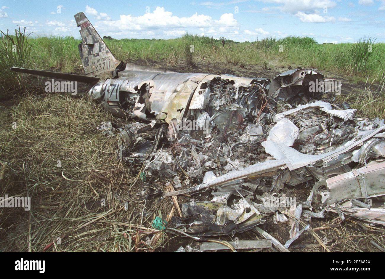 The remains of a U.S. Air Force's jet that crashed on Monday, Nov. 4 ...