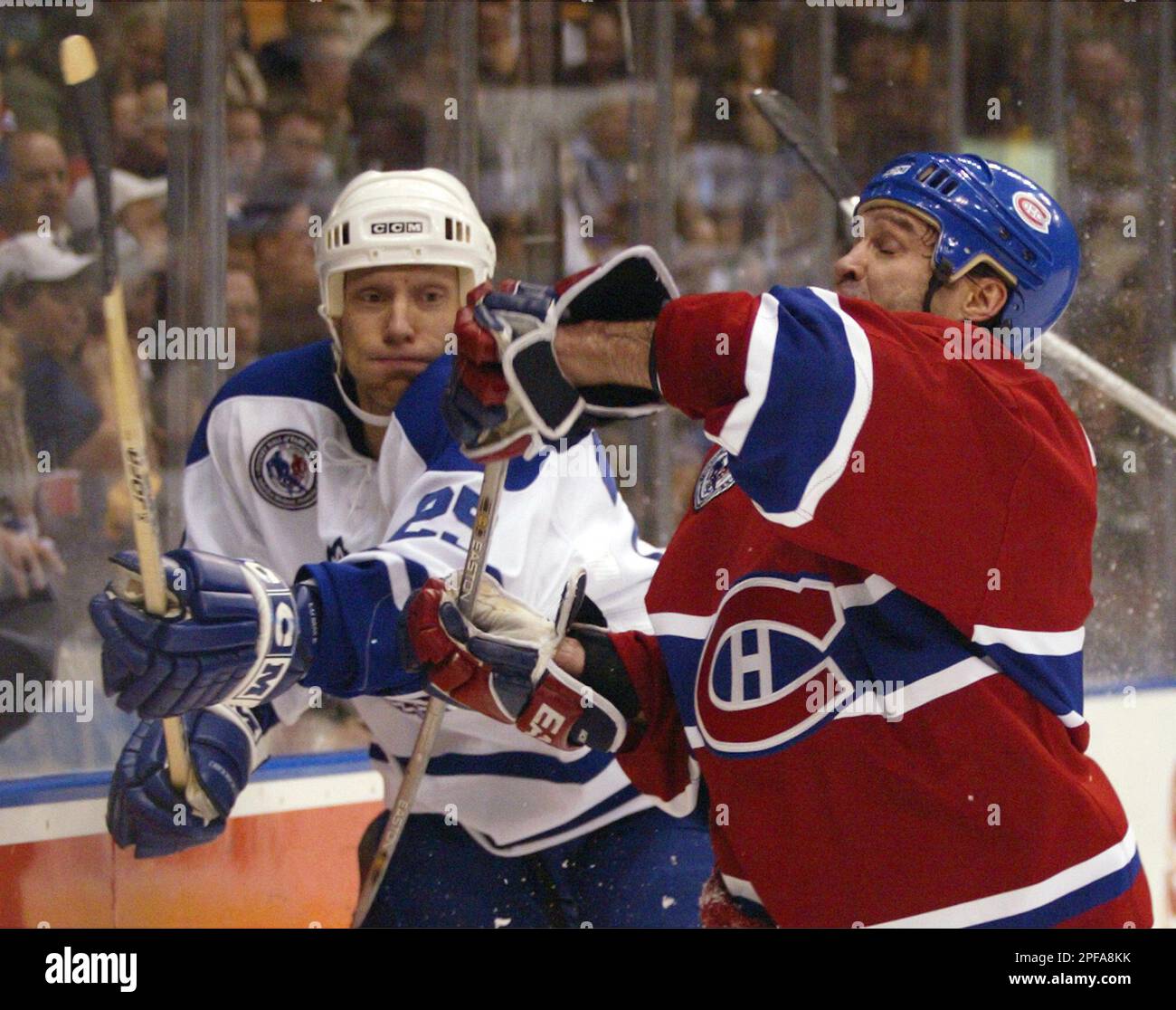 Toronto Maple Leafs defenceman Jyrki Lumme, left, and Montreal ...