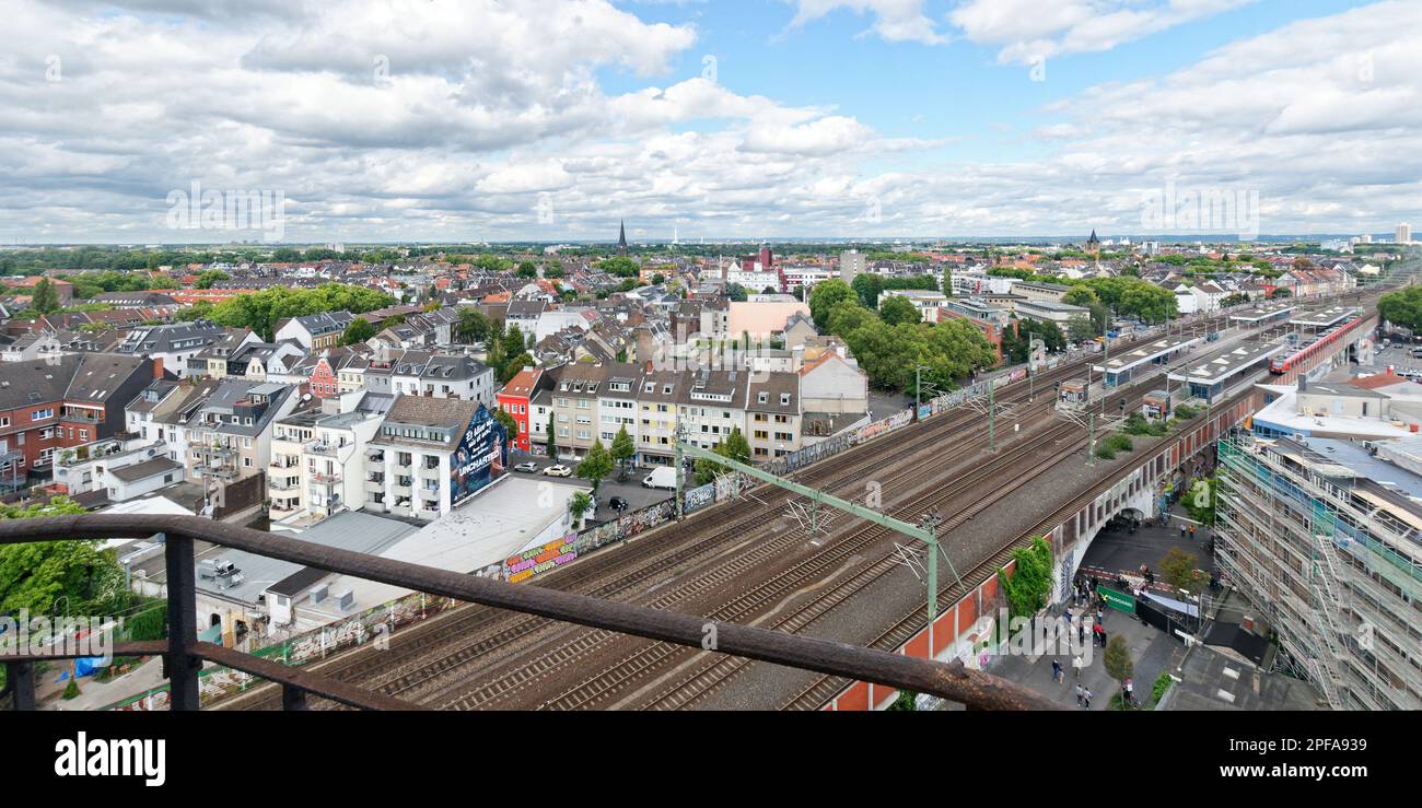 panoramic view of cologne ehrenfeld with the ehrenfeld train station ...