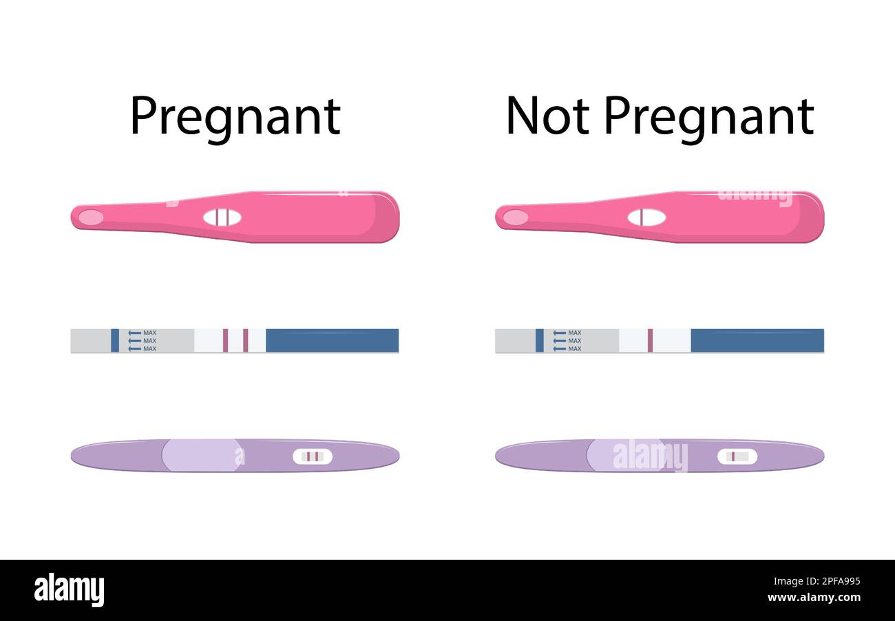 Set of different pregnancy tests, with one and two stripes positive ... Set of different pregnancy tests, with one and two stripes positive ...