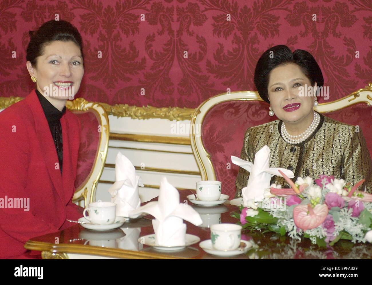 Thailand's Queen Sirikit, right, currently in Austria for a private visit, meets with wife of ...