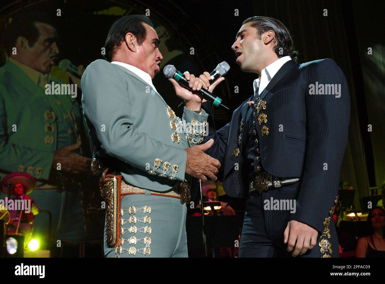 Latin recording stars Vincente Fernandez, left, and is son Alejandro ...