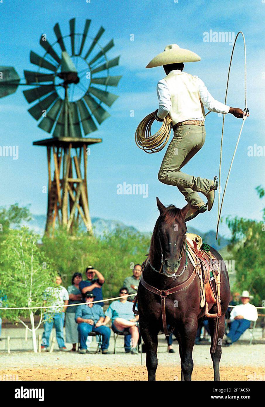 Miguel Angel Castro Guillen, a member of the Mexican rodeo group ...