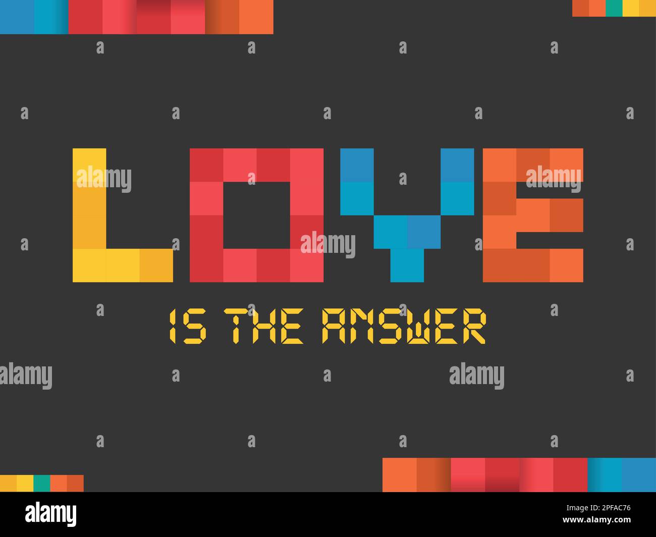 Love quote pixelated text. Love Colorful block text on grey background ...