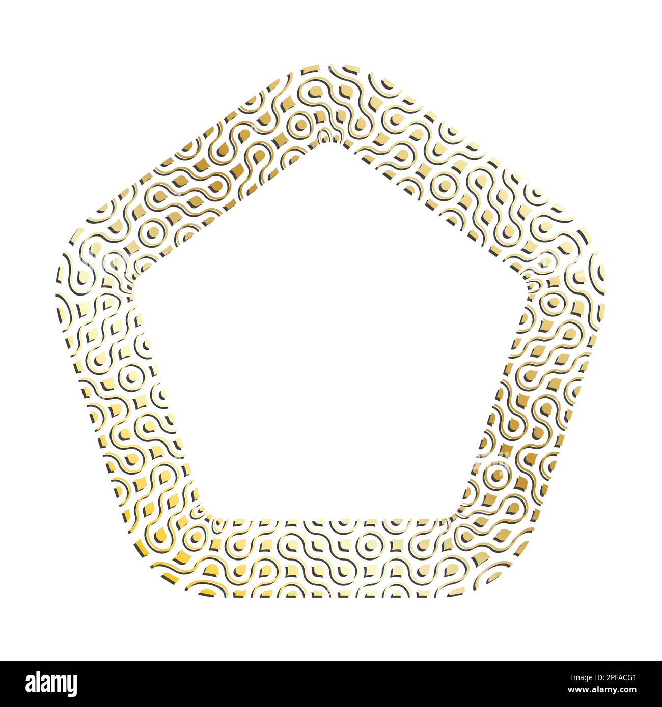 Golden wide pentagonal abstract geometric fractal frames for decorative ...
