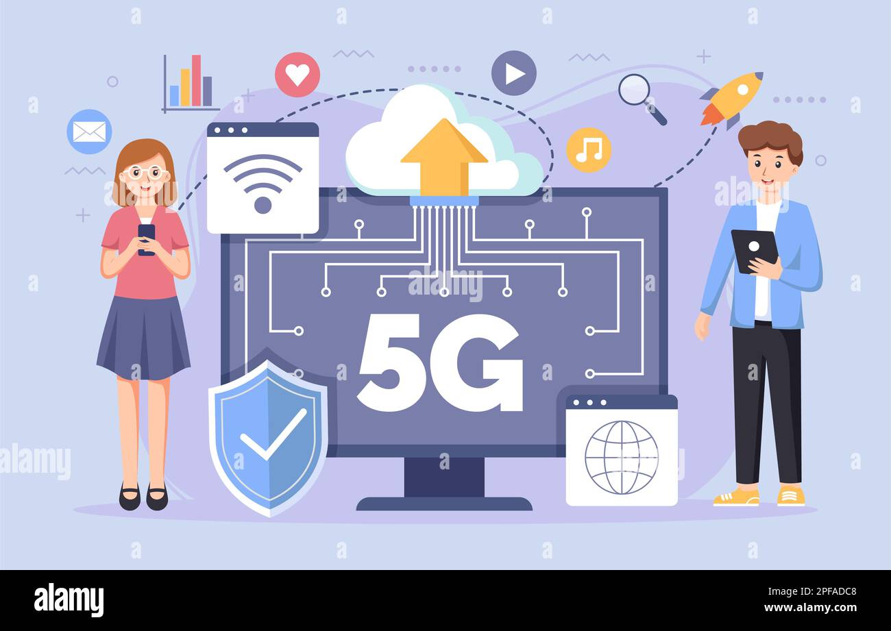 Mobile wireless 5th generation technology background design vector. 5G ...