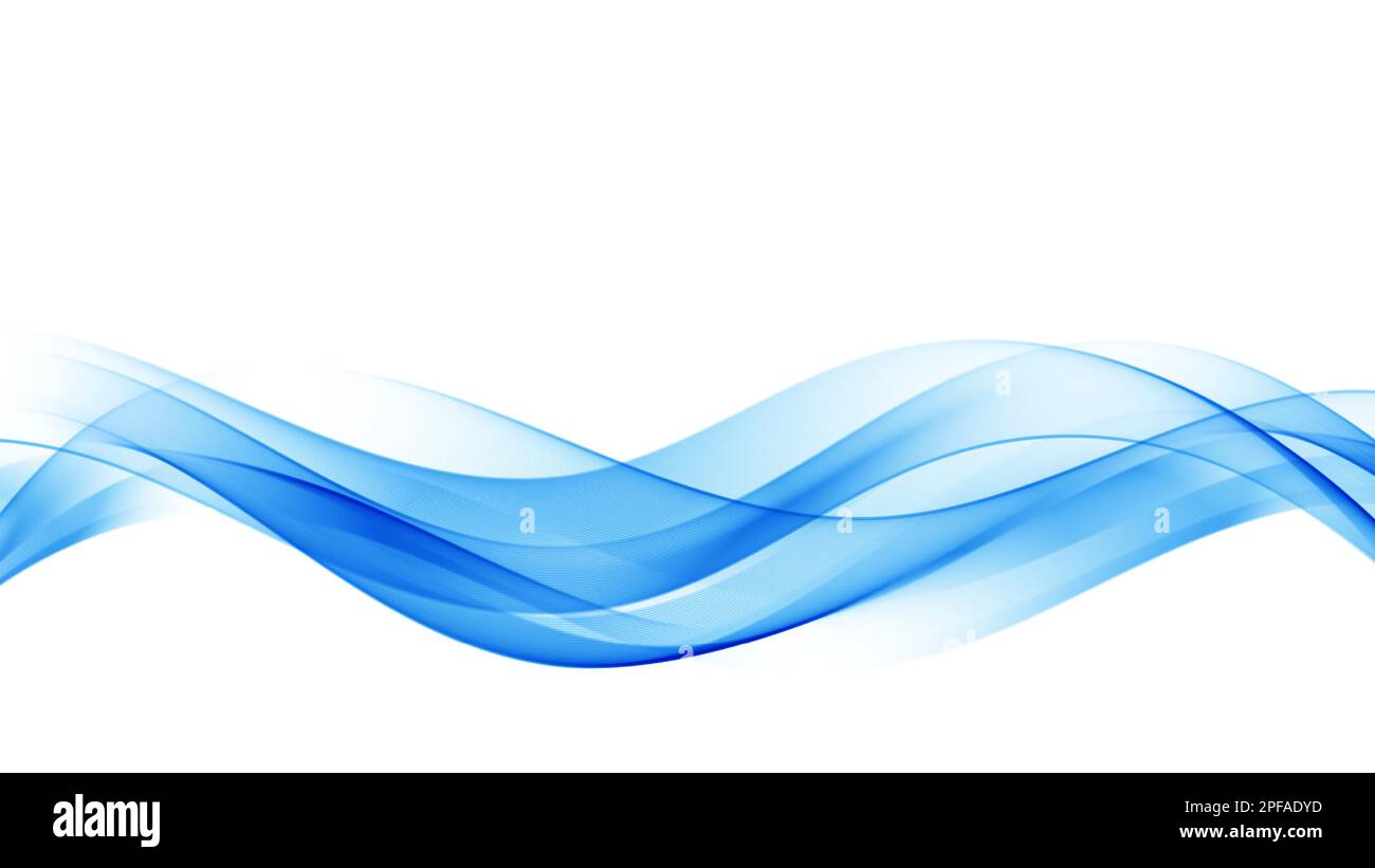 Abstract, smooth, transparent, blue, wave design element. Blue wave ...
