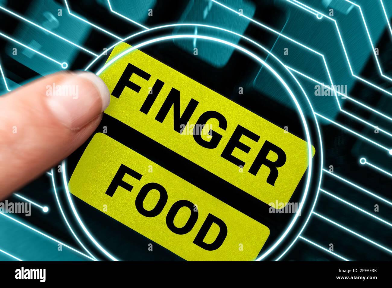 Sign displaying Finger Food. Conceptual photo products and digestives ...